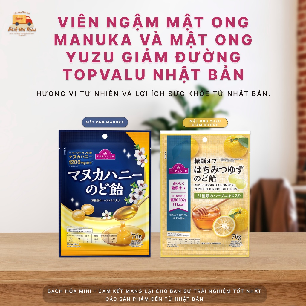 VIÊN NGẬM MẬT ONG MANUKA VÀ KẸO NGẬM YUZU MẬT ONG GIẢM ĐƯỜNG TOPVALU NHẬT BẢN - BÁCH HOÁ MINI ...