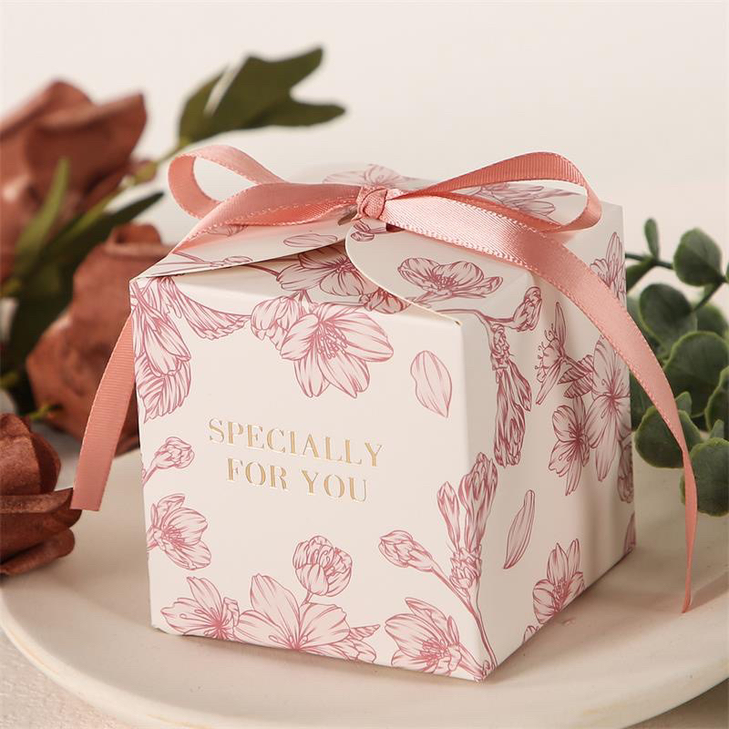 Hộp quà tặng, hộp quà cưới mini hoạ tiết hoa 4 mùa size S (kèm dây buộc ...
