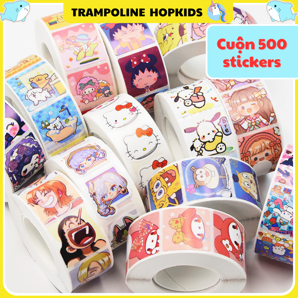 Cuộn 500 sticker khen thưởng hoạt hình ngộ nghĩnh, tem dán sticker ...