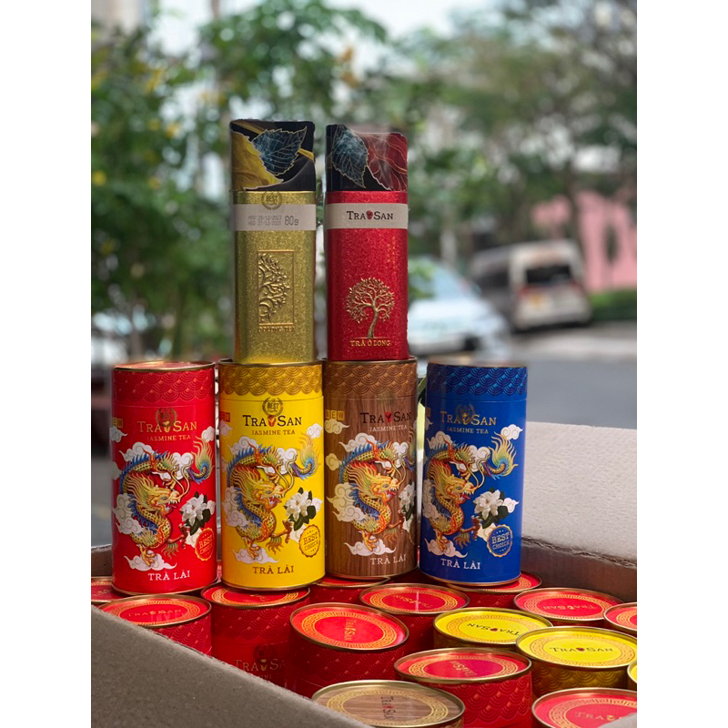 Trà thiếc Olong/ trà lài Tra san hộp thiếc- Hộp giấy 80gr (Date9 /2025 ...