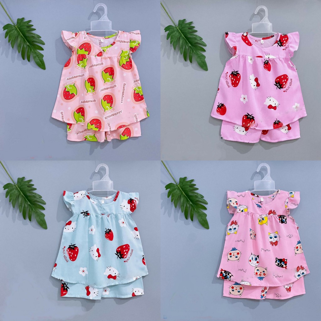 Bộ cộc bé gái, vải lanh(Tole) loại 1 size cho bé 3-20kg... | Shopee Việt Nam