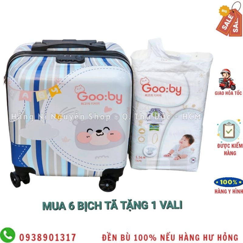 Combo 6 bịch tã Bỉm dán Gooby cho bé TẶNG 1 VALI KÉO CHO BÉ (VALI TẶNG ...