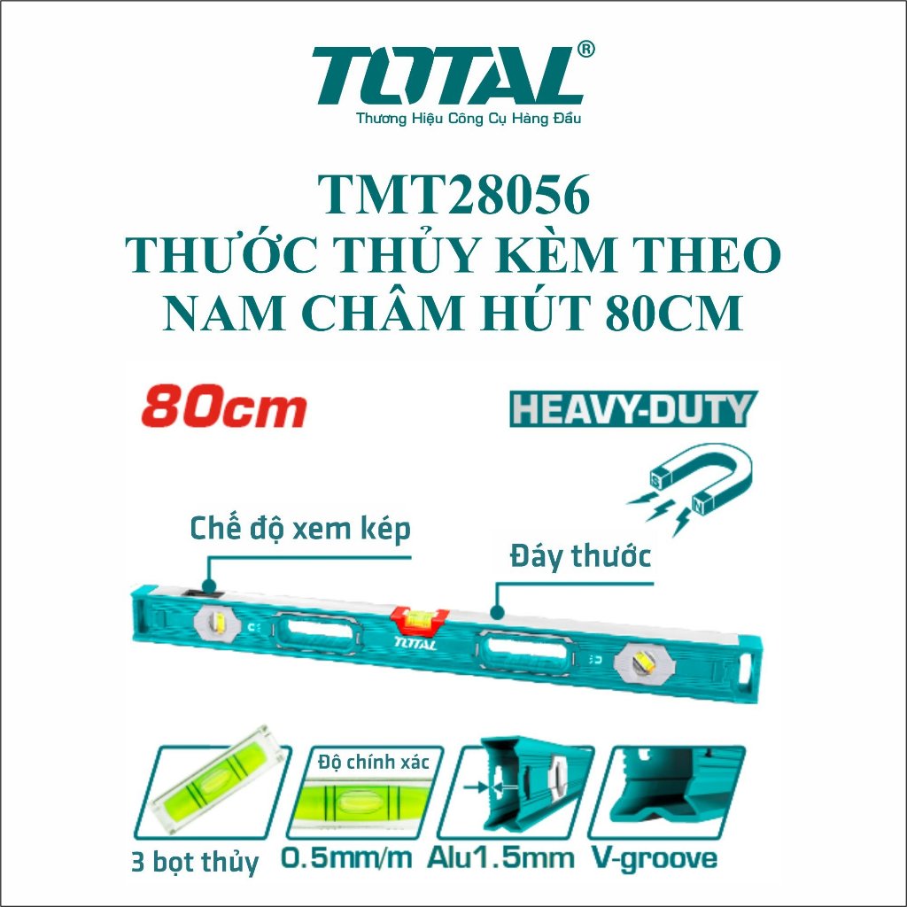 Thước thủy kèm theo nam châm hút 80cm TOTAL TMT28056 hàng chính hãng ...