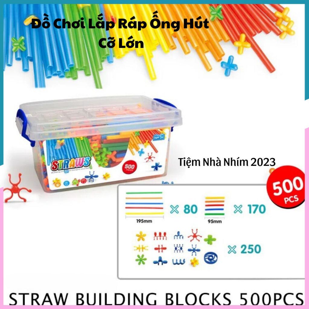 Bộ Lắp Ráp Hình Que Ống Hút 4D STRAW BUILDING BLOCK 500 Chi Tiết Đồ ...