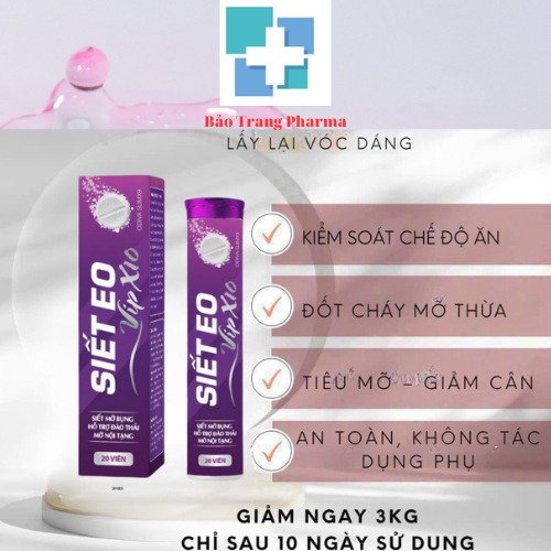 Viên sủi giảm cân thảo dược Siết eo VIP X10 - Giảm cân an toàn, nhanh chóng tan mỡ bụng (20 viên ...