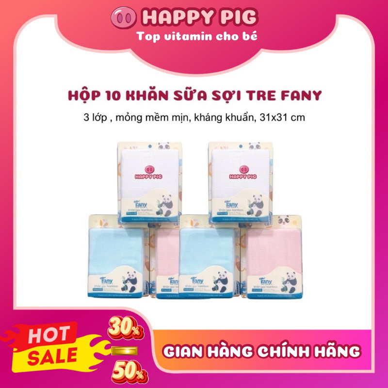 Khăn sữa cho bé - Vỉ 10 khăn sữa sợi tre Fany mềm mượt, không xù lông 31 x 31cm - Happypig ...