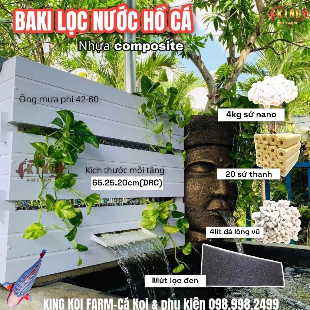 Bakki lọc nước hồ cá Koi- trắng,đen nhựa composite 3 tầng (full vật ...
