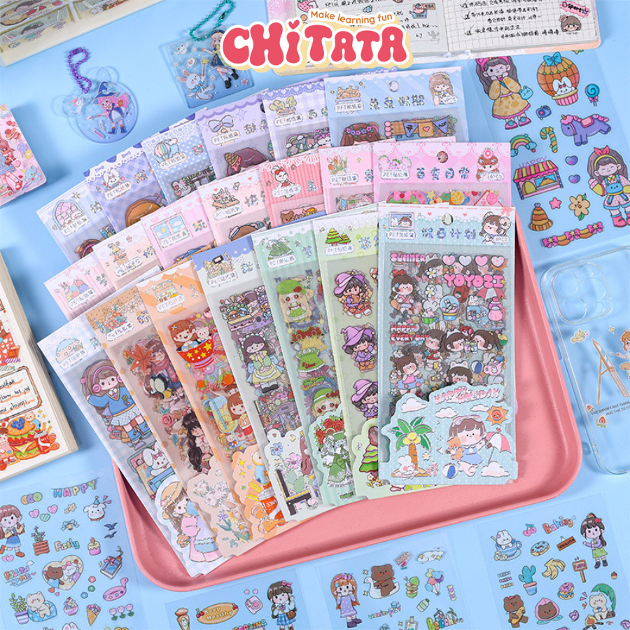 Set 6 Tấm Sticker Chủ Đề Các Hoạt Động Thường Ngày Hoạ Tiết Hoạt Hình ...