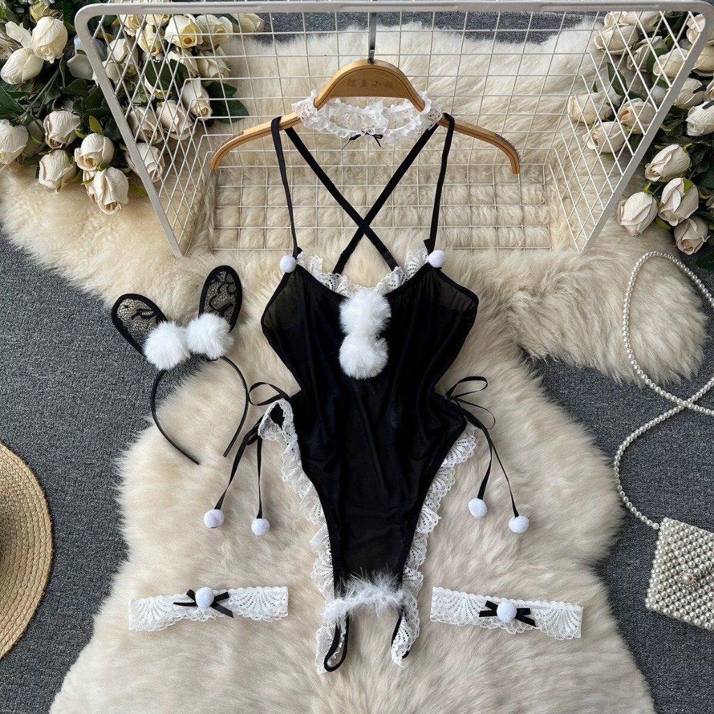 Set cosplay thỏ bông trắng sexy CP39, (quà tặng Valentine, dịp đặc biệt ...