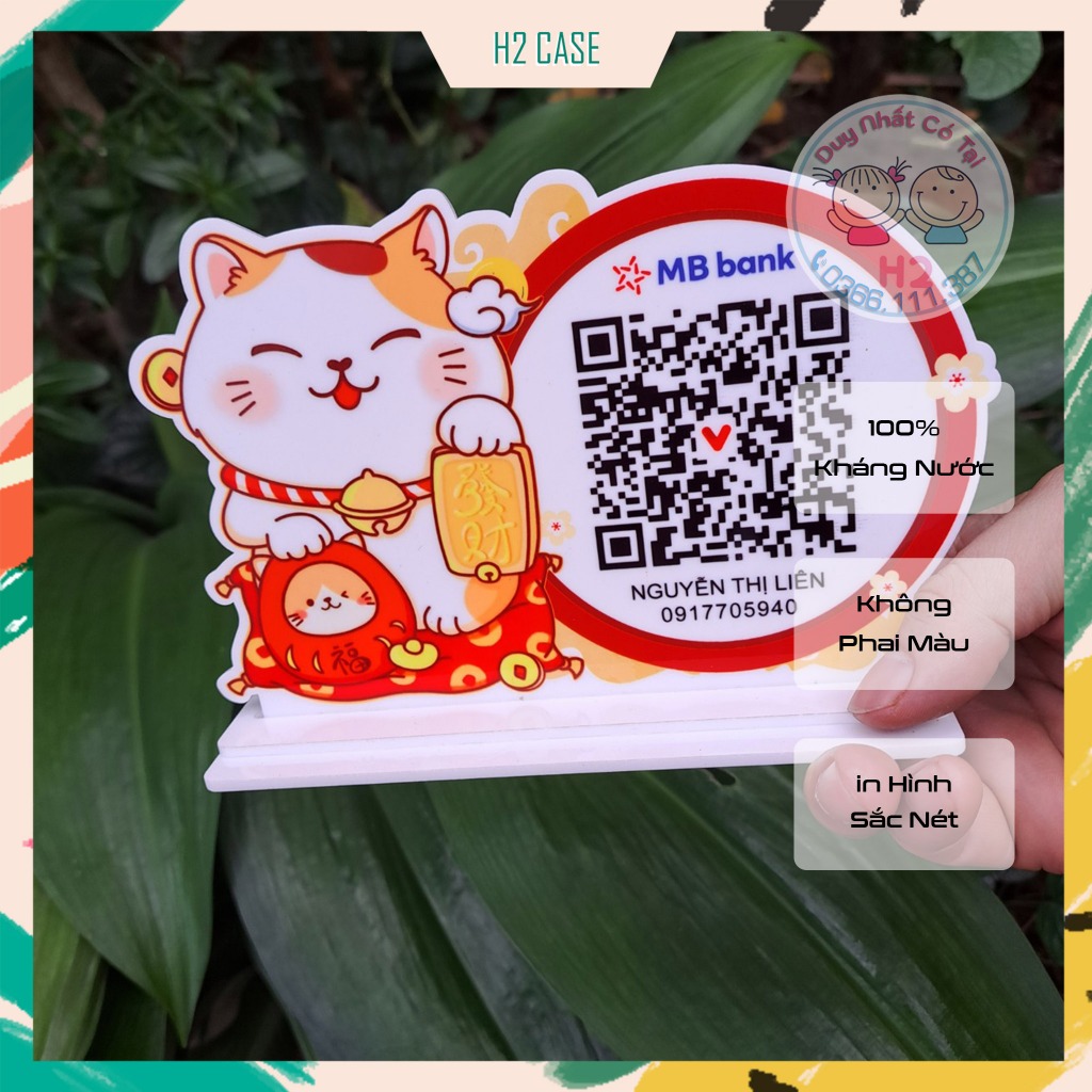 Mã QR CODE để bàn, Mica in bảng quét Qr Code mèo thần tài để bàn in ...