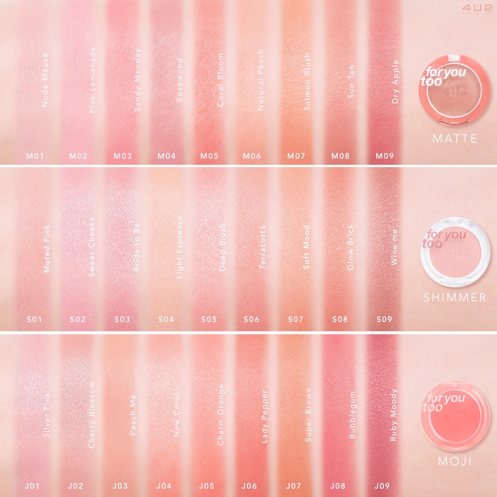 [Đủ Màu] Má Hồng 4U2 For You Too Moji - Shimmer - Matte Blush Chính ...