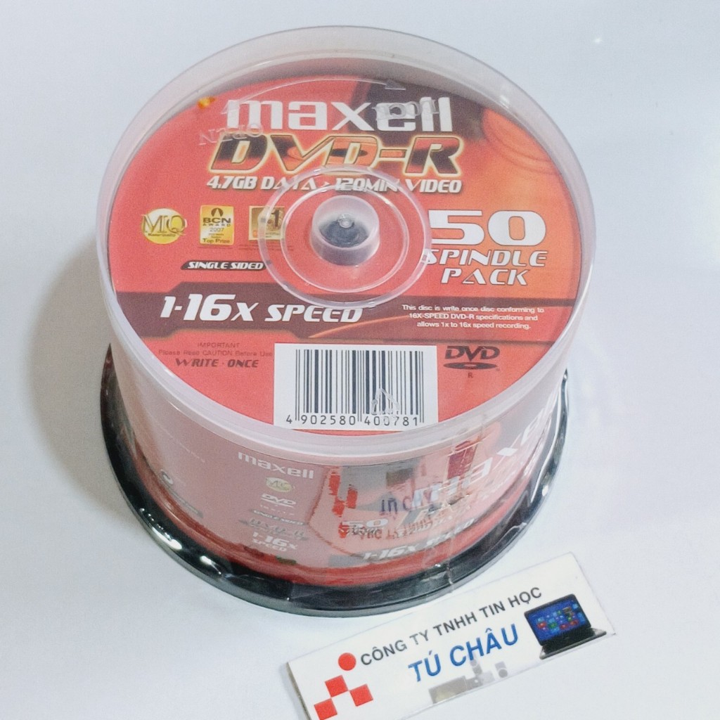 Đĩa DVD trắng Maxell 4.7GB (1-16X Speed / 4.7GB DATA / 120MIN VIDEO ...