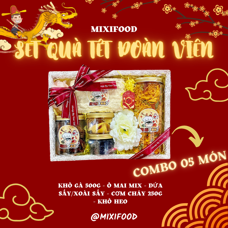 Set quà TẾT ĐOÀN VIÊN MIXIFOOD combo 05 món đồ ăn chất lượng cao, lịch ...