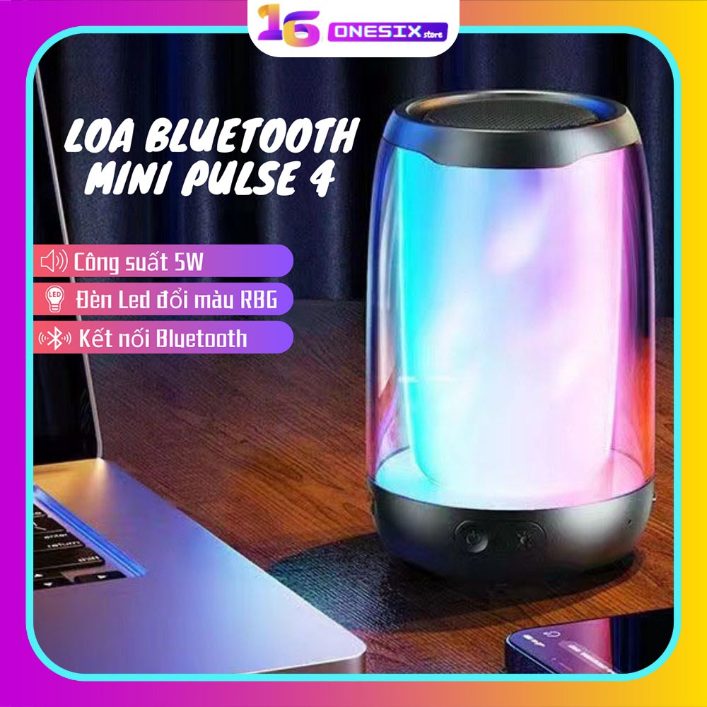 Loa Bluetooth Mini Pulse 4 - Âm bass hay, đèn led RBG theo nhạc, Pin sử ...