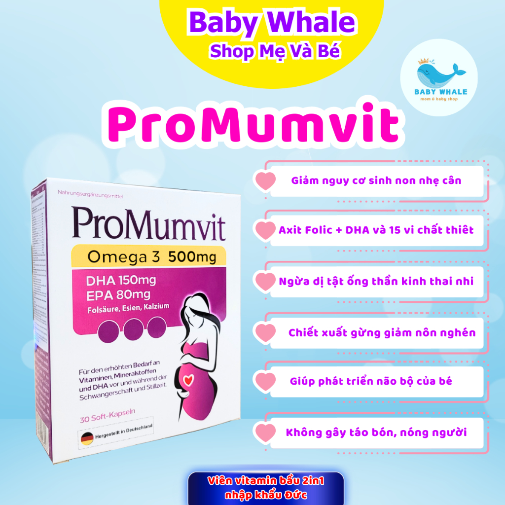 Promumvit Bổ sung Axit Folic và DHA cho mẹ bầu nhập khẩu Đức | Shopee ...