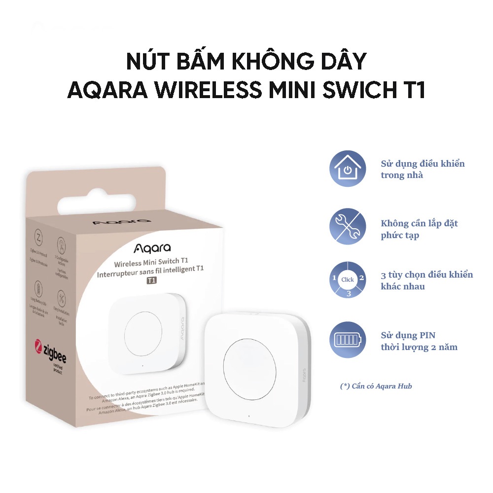 Nút nhấn không dây Aqara Wireless Mini Switch T1 - Dễ dàng sử dụng ...