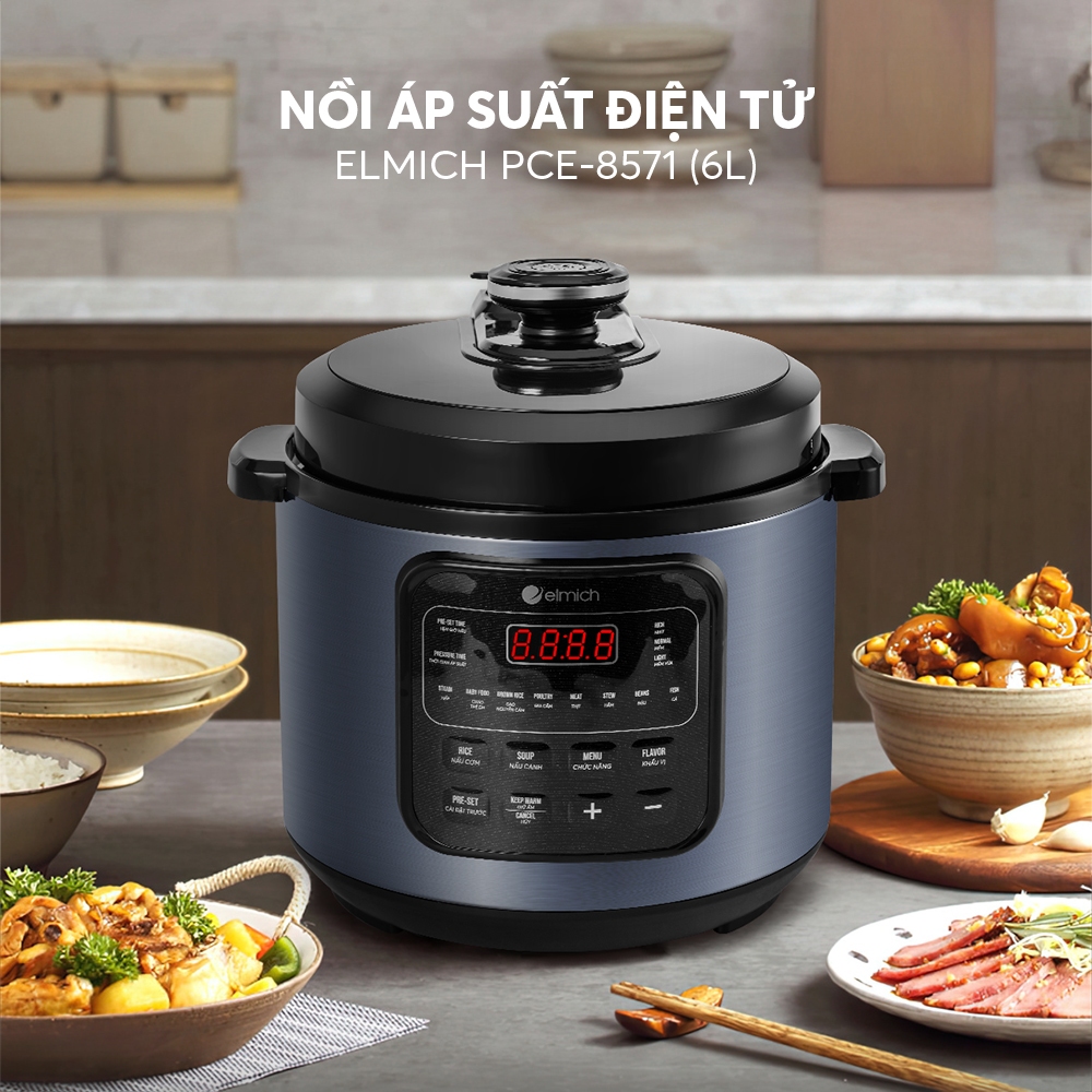 [Sẵn] Nồi áp suất điện tử Elmich PCE-8571 - 6L, 1000W, bảng điều khiển tiếng Việt | Shopee Việt Nam