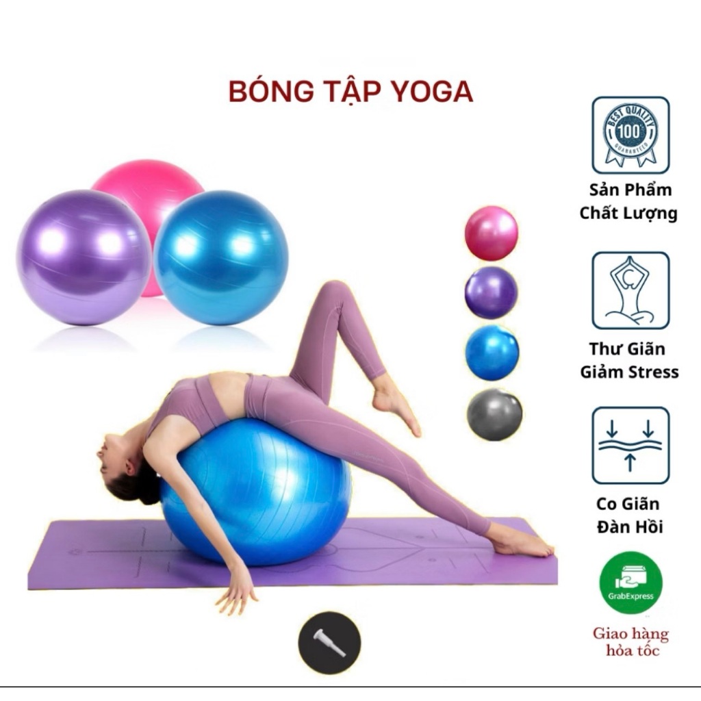 Bóng Tập Yoga Masasge Gym Size 45 cm ,55CM , 65Cm , 75CM (Bóng Trơn) | Shopee Việt Nam