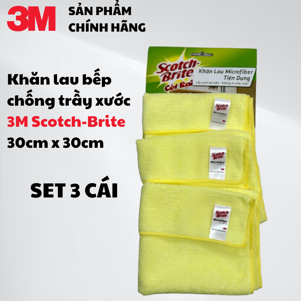 Set 3 khăn lau bếp chống trầy xước 3M Scotch-Brite™ 30cm x 30cm | Shopee Việt Nam