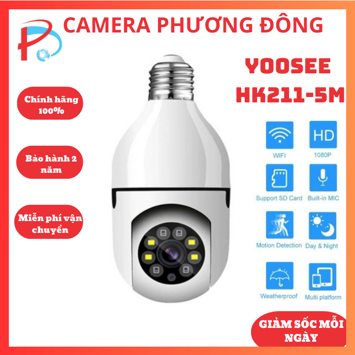 Camera Yoosee Bóng Đèn Thế Hệ Mới 8 Led 5.0Mp Góc Rộng Siêu Nét Full Hd Hồng Ngoại Quay Đêm BD ...