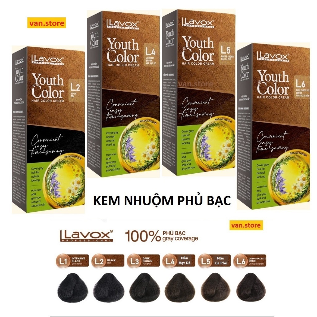 [NHIỀU MÀU] KEM NHUỘM PHỦ BẠC TÓC CAO CẤP LAVOX 60MLx2 [ĐEN - NÂU ĐEN - NÂU] | Shopee Việt Nam