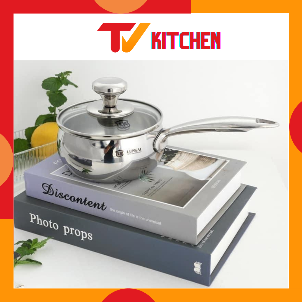 quánh mini Lunkai 12cm inox 304 kèm nắp kính | Shopee Việt Nam