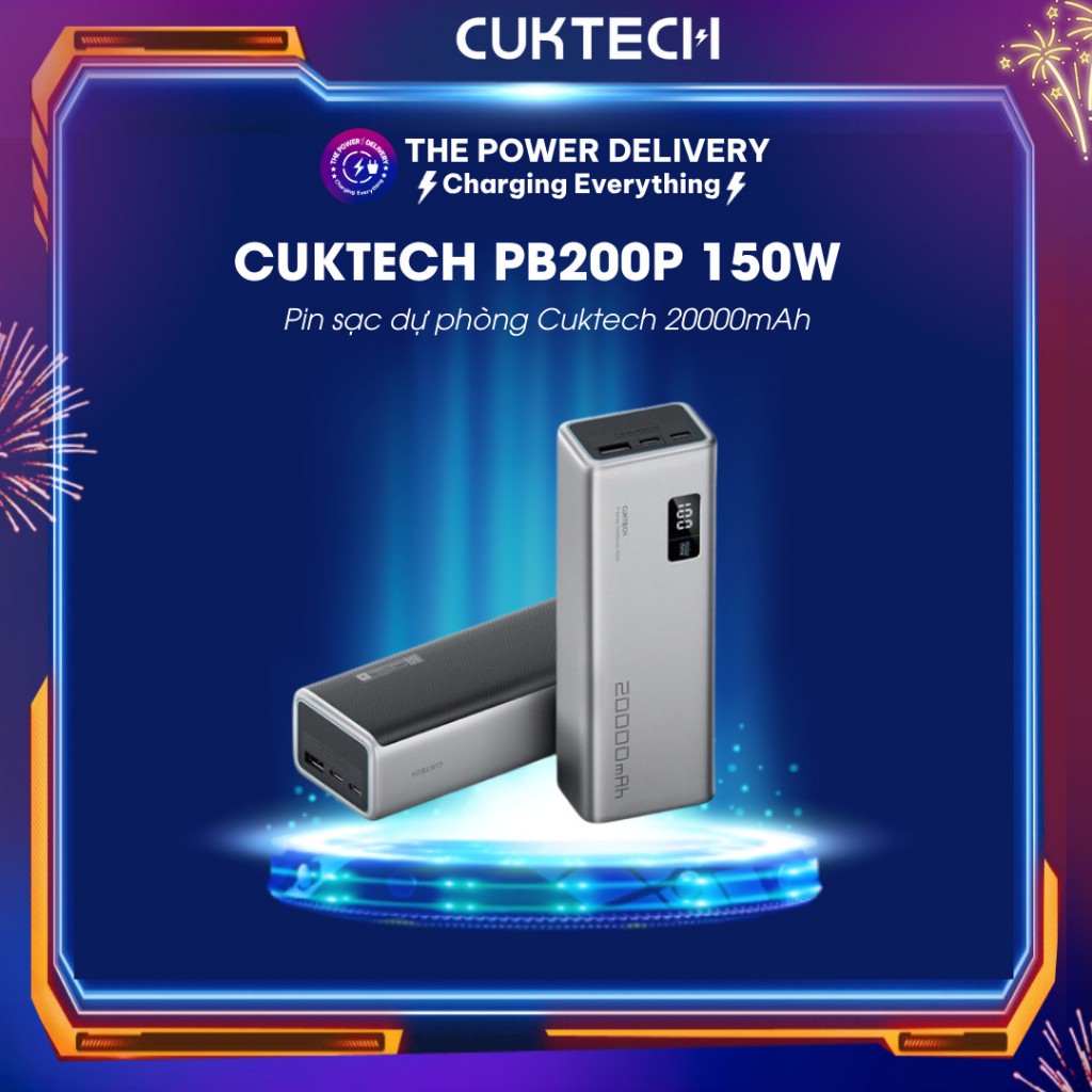 Pin sạc dự phòng Cuktech 150W PB200P, PB200 100W 20000mAh, Type C Max 120W PD, 100W PPS 5A Mi ...