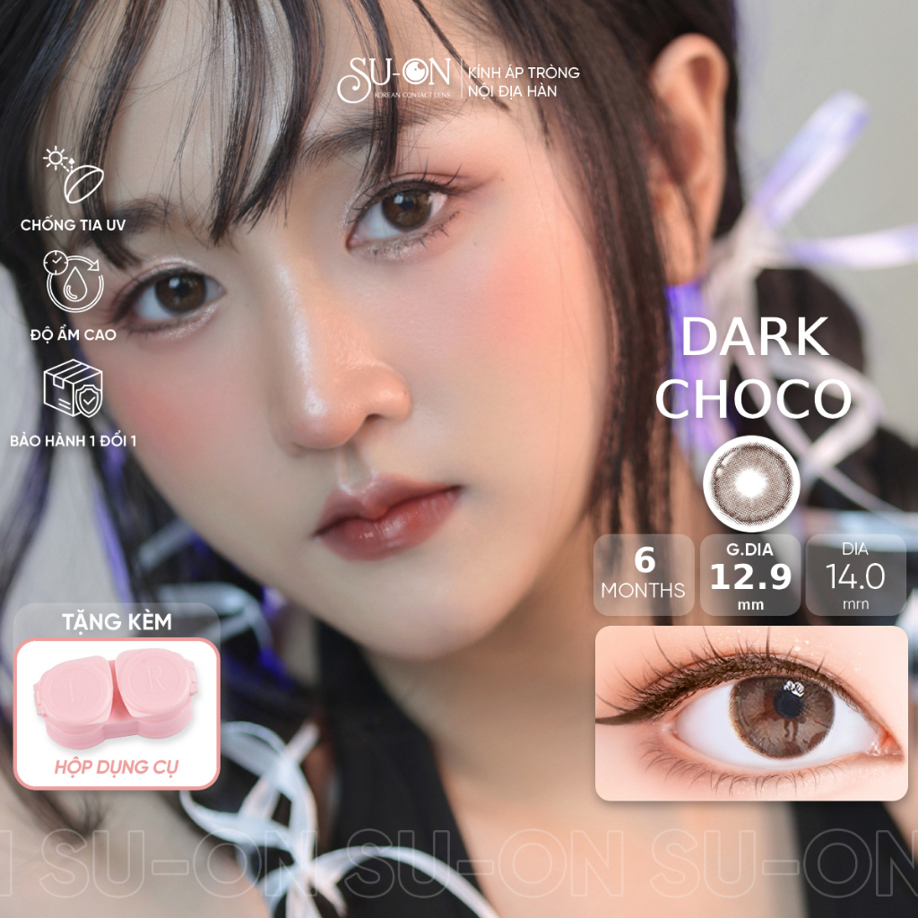 Lens cận nâu tự nhiên DARK CHOCO PONG kính áp tròng Hàn Quốc chính hãng ...