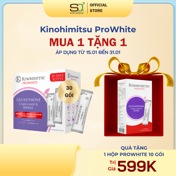 Bột uống sáng da, khỏe gan Glutathione Kinohimitsu ProWhite (Hộp 30 gói ...