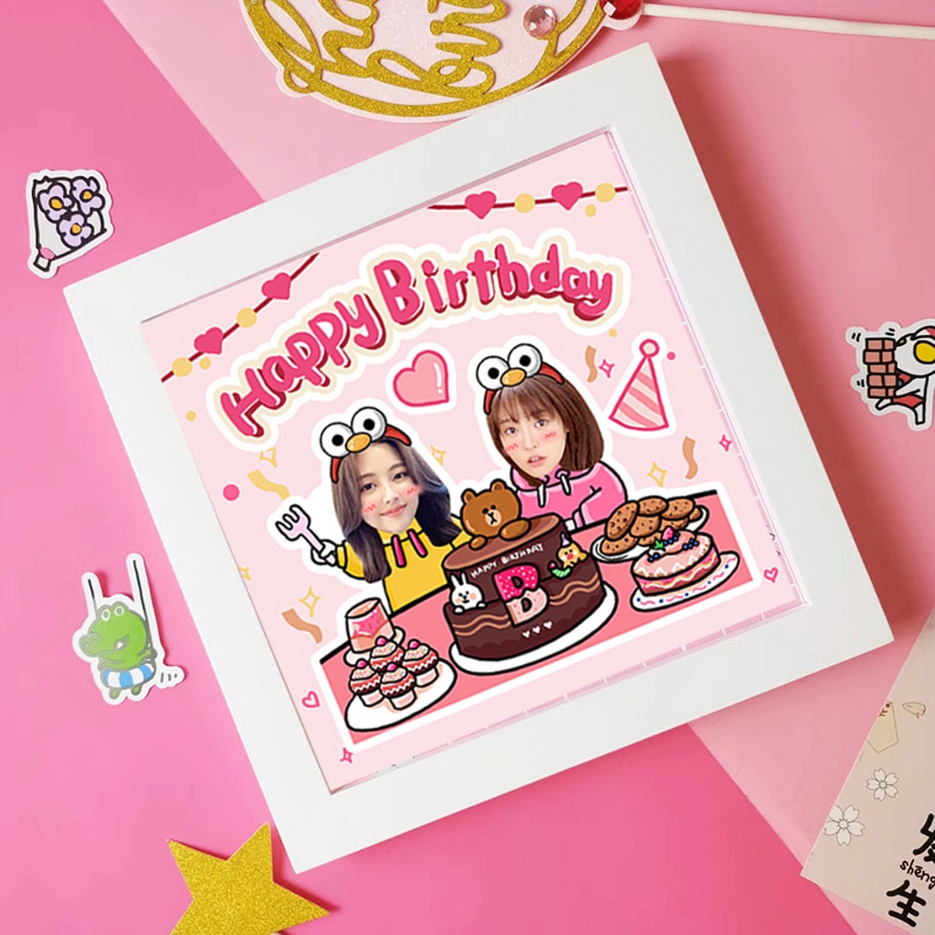Tranh nổi 3D chibi - chủ đề sinh nhật - khung ảnh handmade theo yêu cầu ...