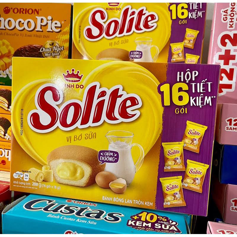 BÁNH BÔNG LAN SOLITE TRÒN NHÂN KEM HỘP 16 CÁI | Shopee Việt Nam