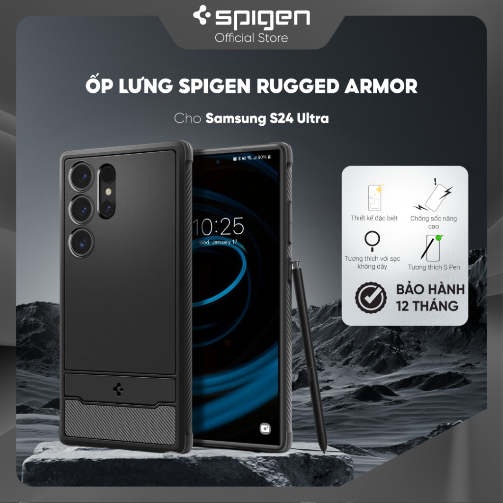 Ốp lưng cho Spigen Rugged Armor cho Samsung Galaxy S24 Ultra - Sức Mạnh và Phong Cách Hoàn Hảo ...