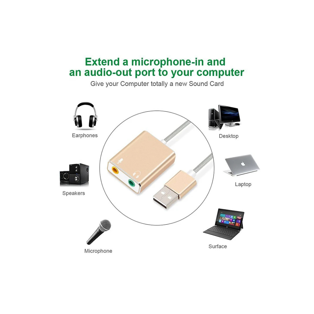 Bộ chuyển âm thanh USB ra Audio 7.1CH, Cáp chuyển âm thanh HFR 009C ...