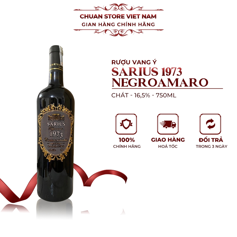 Rượu vang Ý chát Sarius 1973 Negroamaro 16,5% 750ml nhập khẩu chính hãng | Shopee Việt Nam