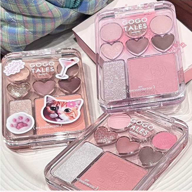 Bảng Phấn Mắt Kèm Highlight Và Má Hồng 3in1 GOGO TALES Trái Tim CAT ...