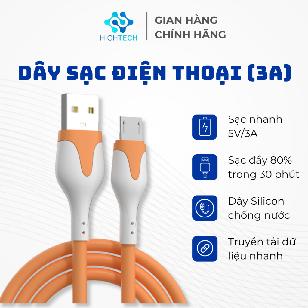 Cáp Sạc Nhanh 3A HT-DC22 Dây Nhựa TPE Trẻ Trung, Truyền Tải Dữ Liệu 480mbp Nhanh Chóng ...
