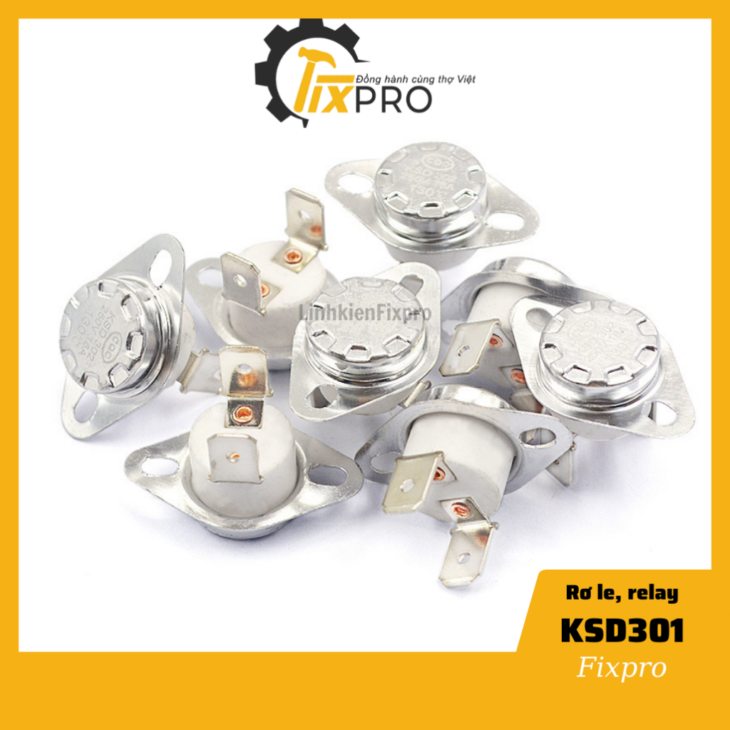 Relay nhiệt , rơ le từ 70 -190 độ KSD301 đế sứ 250V 16A thường đóng ...