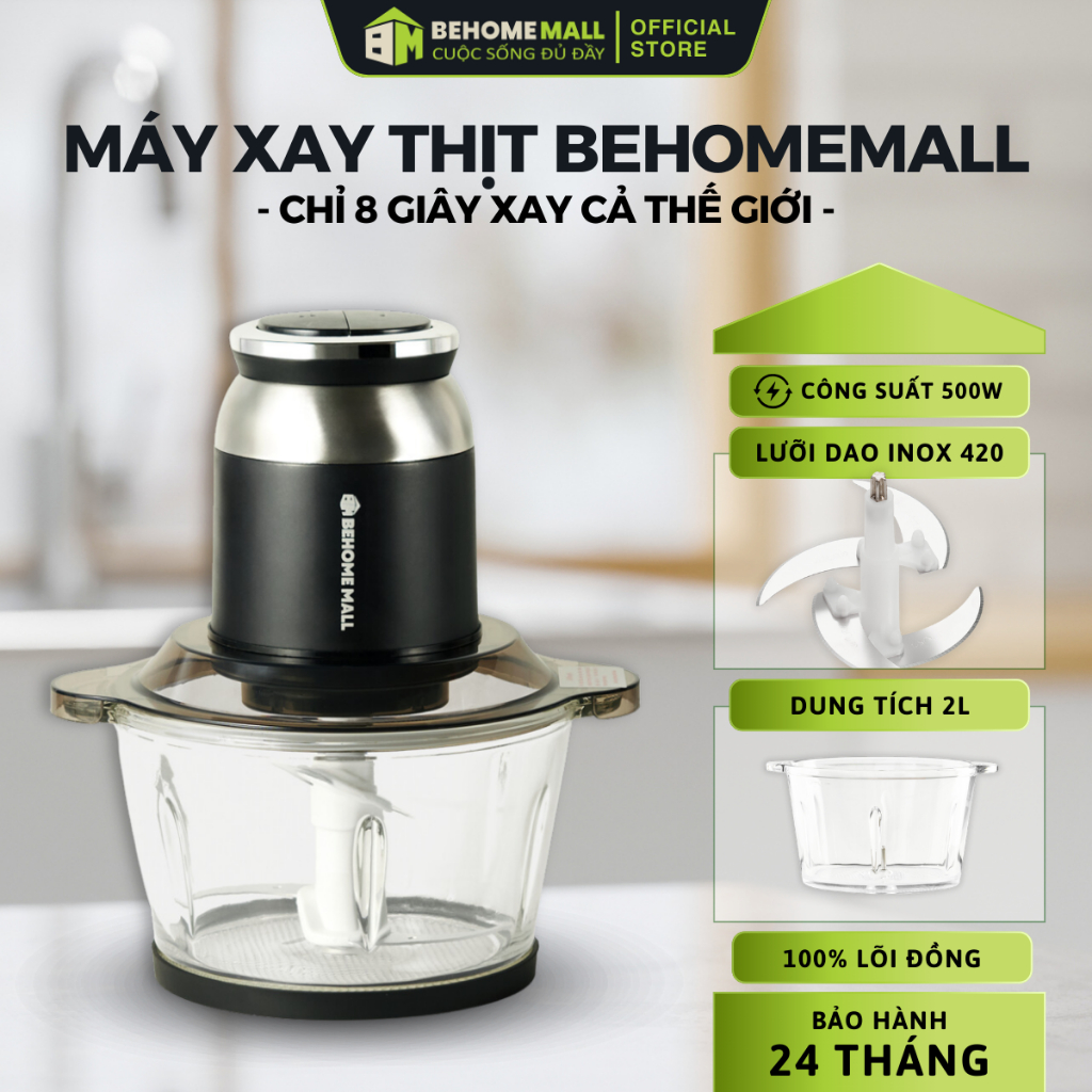 Máy xay thịt đa năng BehomeMall 500W xay được tất cả các loại thực phẩm ...