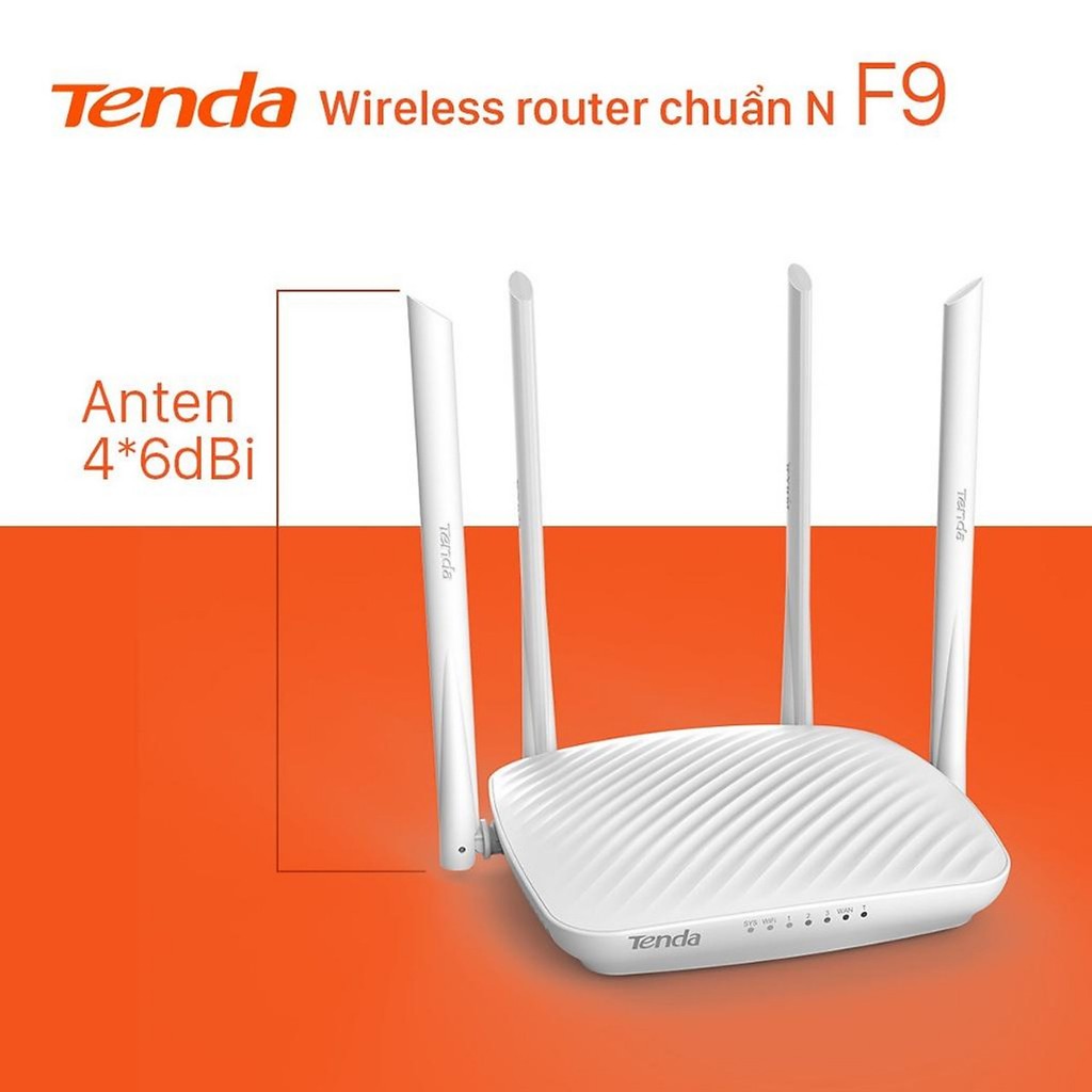 Bộ Phát Wifi TENDA F9 - 4 Anten - 300M - Phát Sóng Xuyên Tường- Chính ...