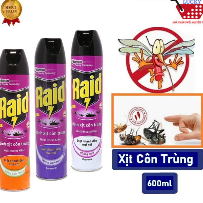 Chai Xịt muỗi Raid 600ml hương chanh/ không mùi/ lavender | Shopee Việt Nam