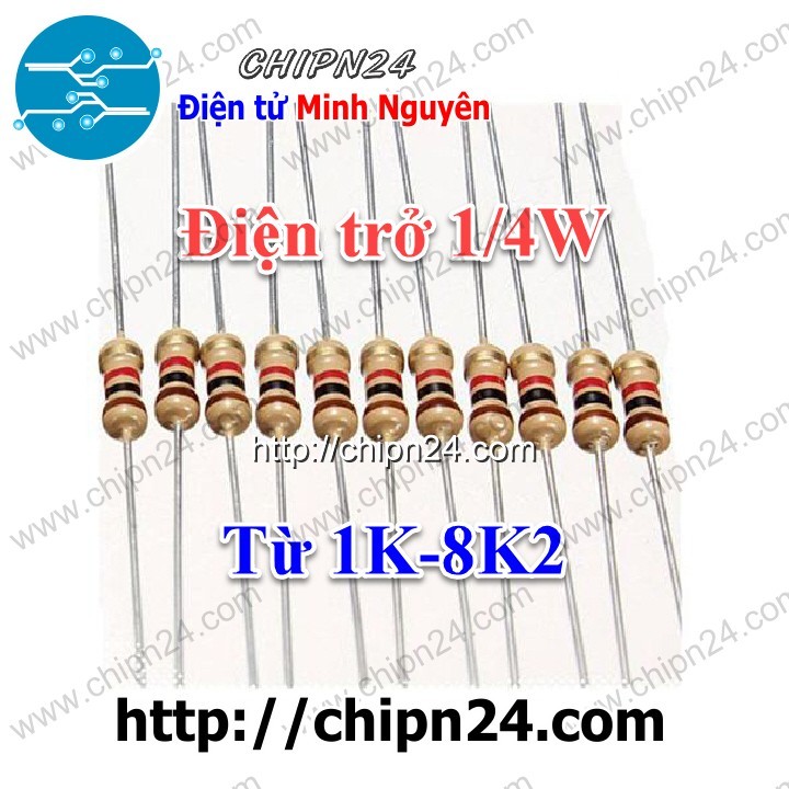 Điện Trở 1/4W 5% (1K 1K2 1K5 1K8 2K2 2K7 3K3 3K9 4K7 5K1 5K6 6K8 8K2) - [Chọn Loại] | Shopee ...
