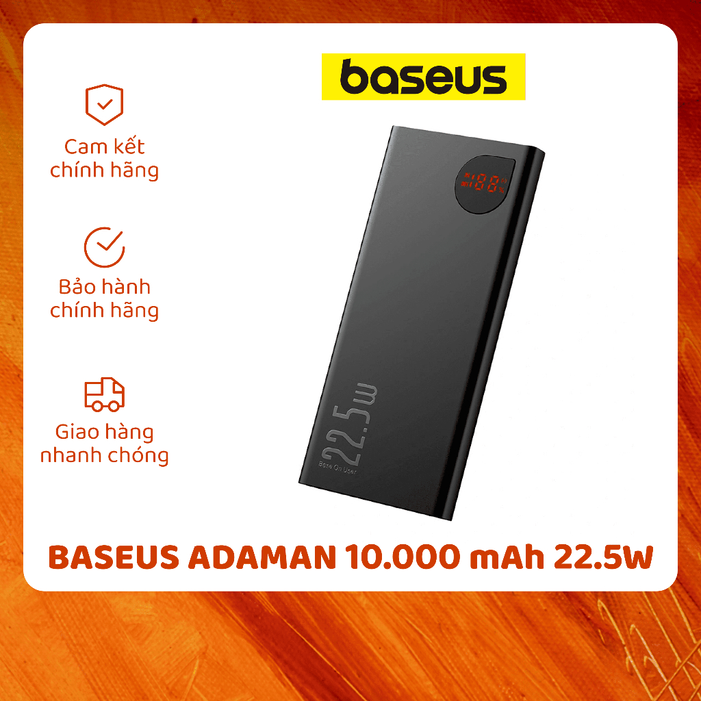 Pin dự phòng sạc nhanh, vỏ kim loại Baseus Adaman Metal Digital Display 10,000mAh (22.5W, PD ...