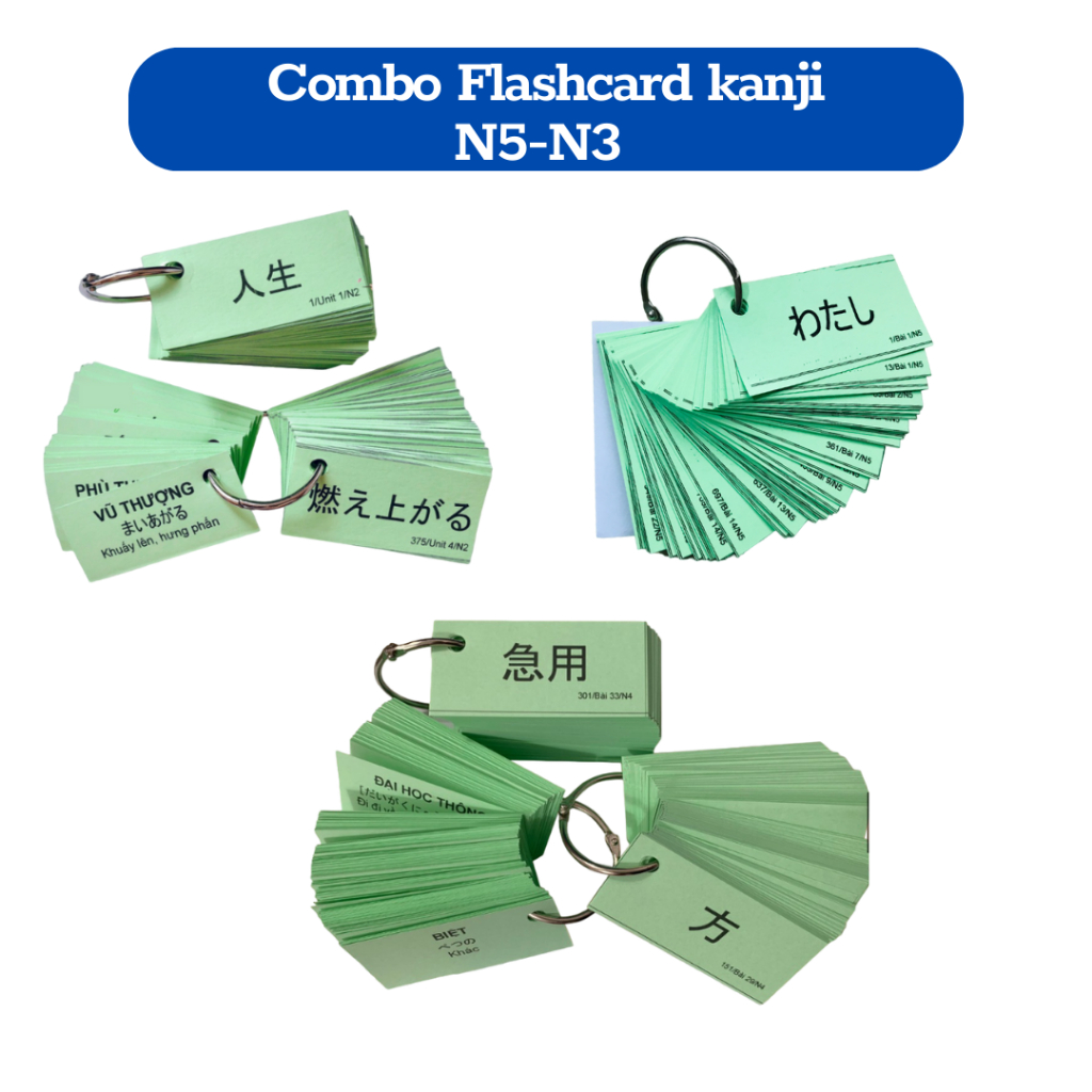 Combo Bộ flashcard Học Kanji - Từ Vựng N5- N3 (Bản mới nhất - Combo 3 bộ) | Shopee Việt Nam