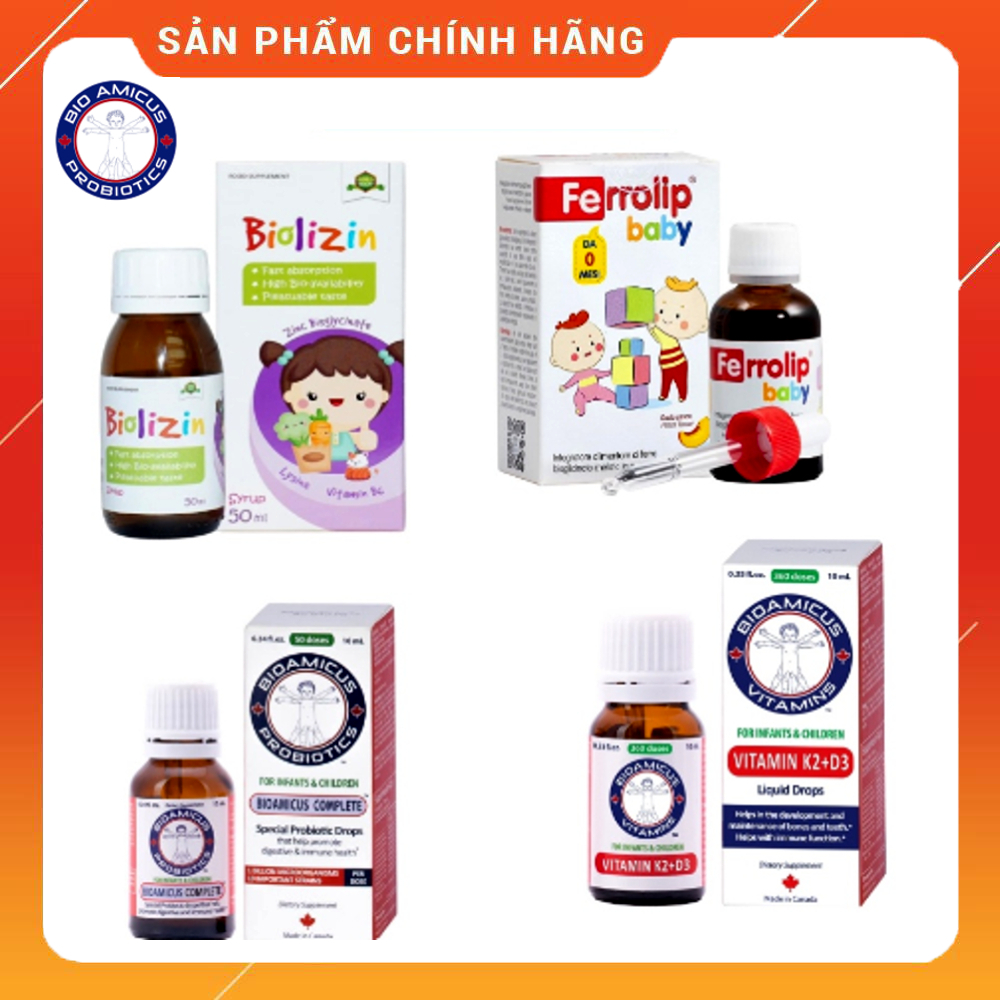 Bioamicus - Kẽm Biolizin, sắt Ferrolip Baby, vitamin K2D3, Vitamin D3 ...