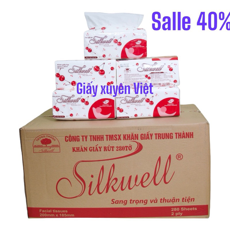 Thùng 36 Gói Khăn Giấy Rút Lụa Silkwell 280 Tờ Cherry 2 Lớp, Giấy Ăn Đa ...