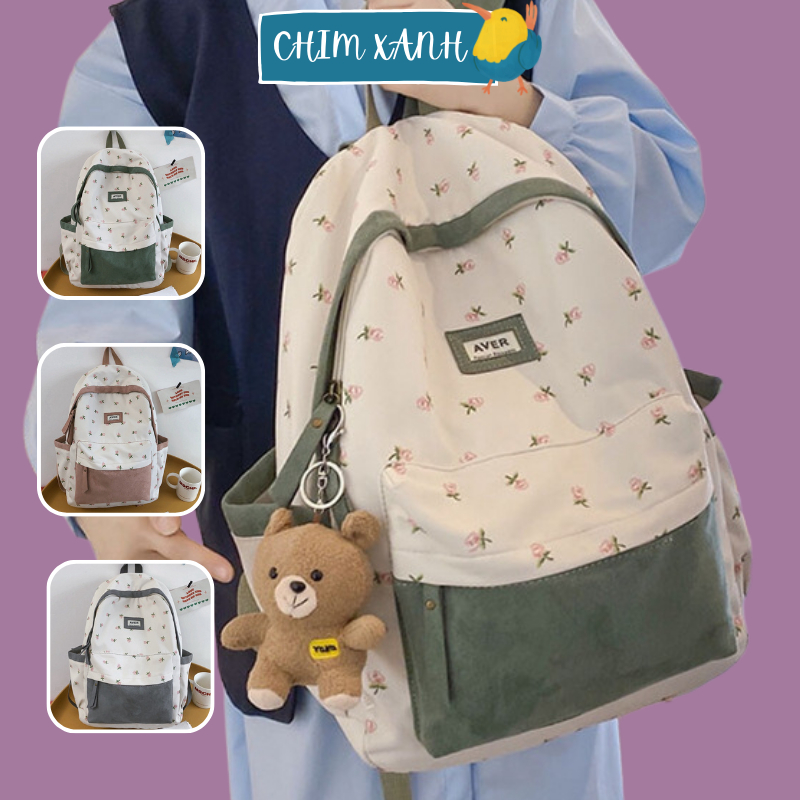 Balo đi học nữ balo đi chơi nữ balo thời trang nữ họa tiết bông hoa ...