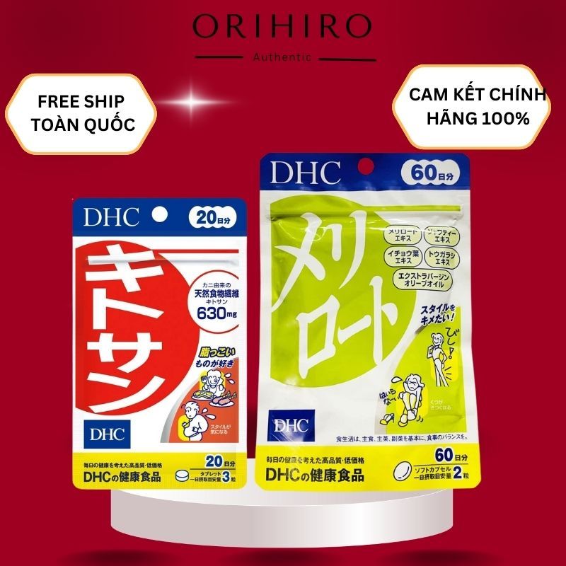 COMBO Giảm Bụng Chitosan DHC 60 viên & Thon Đùi DHC 120 viên Nhật Bản [CHÍNH HÃNG] Cải thiện vóc ...