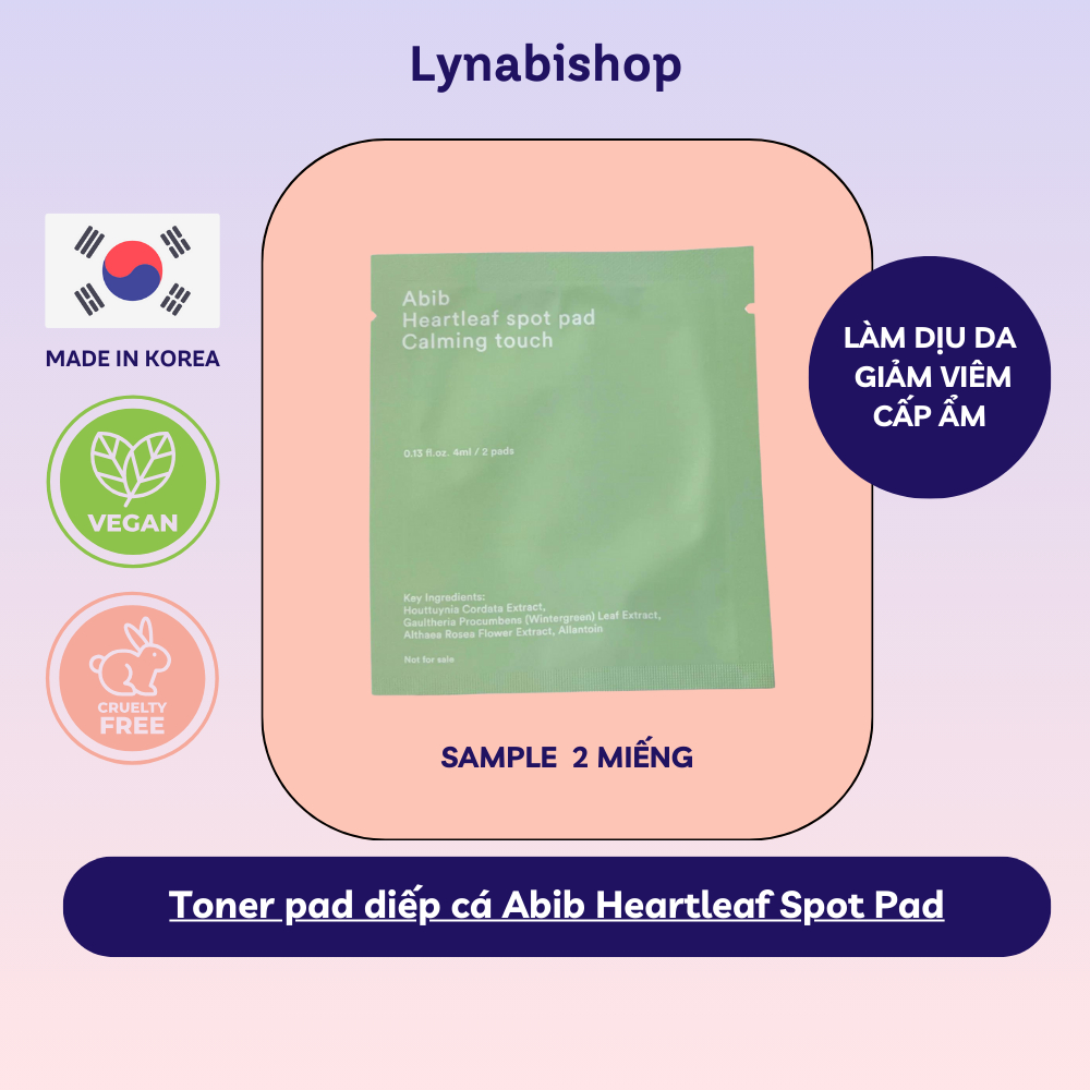 (Sample) Gói 2 miếng Toner Pad Abib Heartleaf spot pad calming touch ...