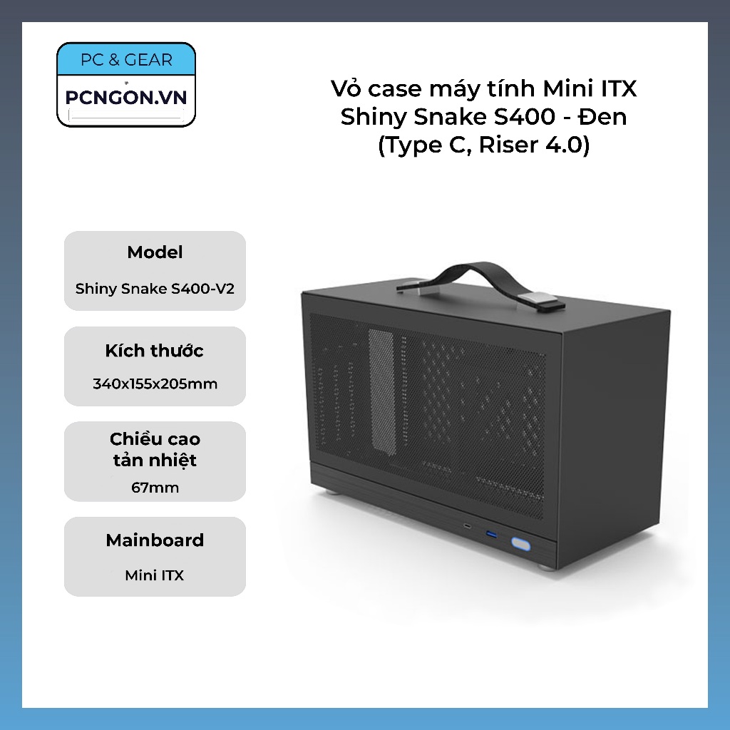 [PCNGON] Vỏ case máy tính Mini ITX Shiny Snake S400 - Đen (Type C ...