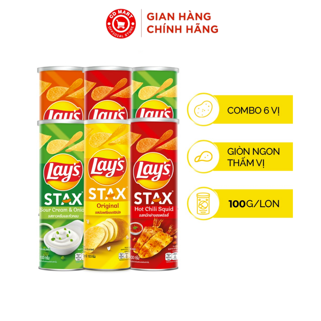 Snack Khoai Tây Miếng Lay's Stax (100g/lon) | Shopee Việt Nam